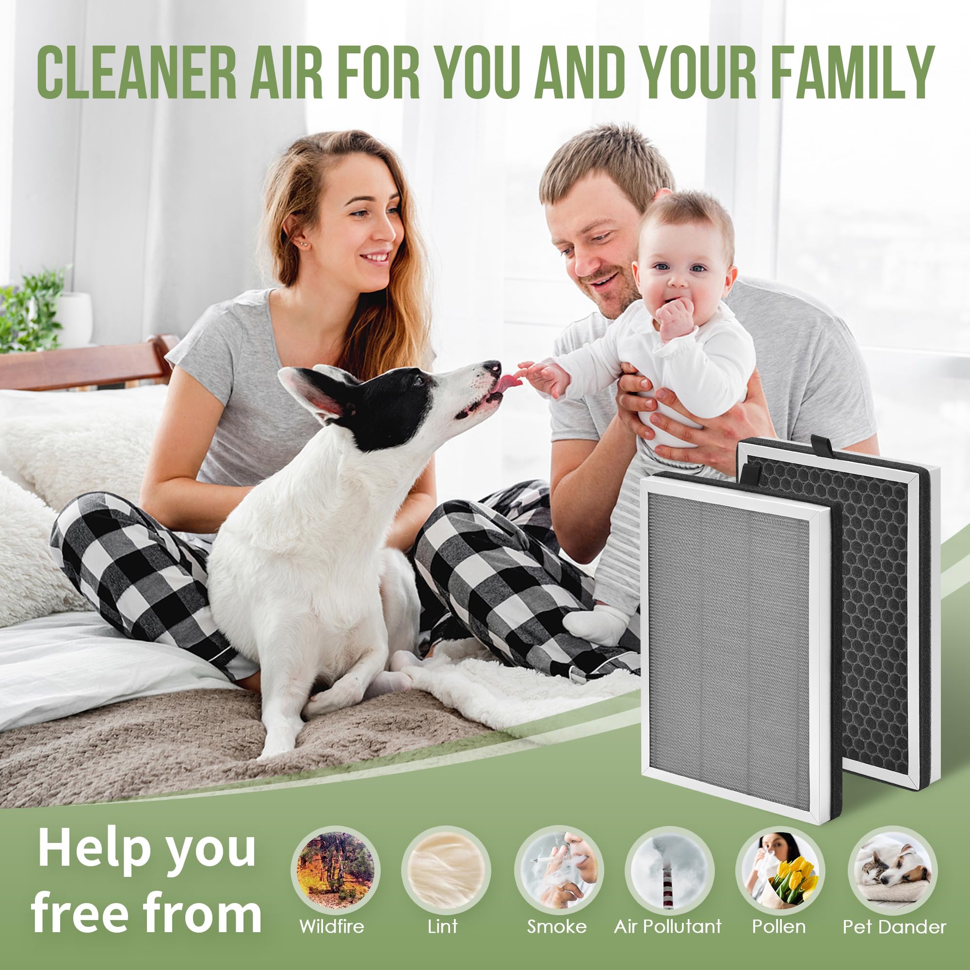 Nisreen JF 260 Replacement Filter Compatible with Jafanda Air Purifier Filter JF260, 3-in-1 True HEPA Filter for JF260 Air Puri-fier, Part# JF260-RF, 4-Pack