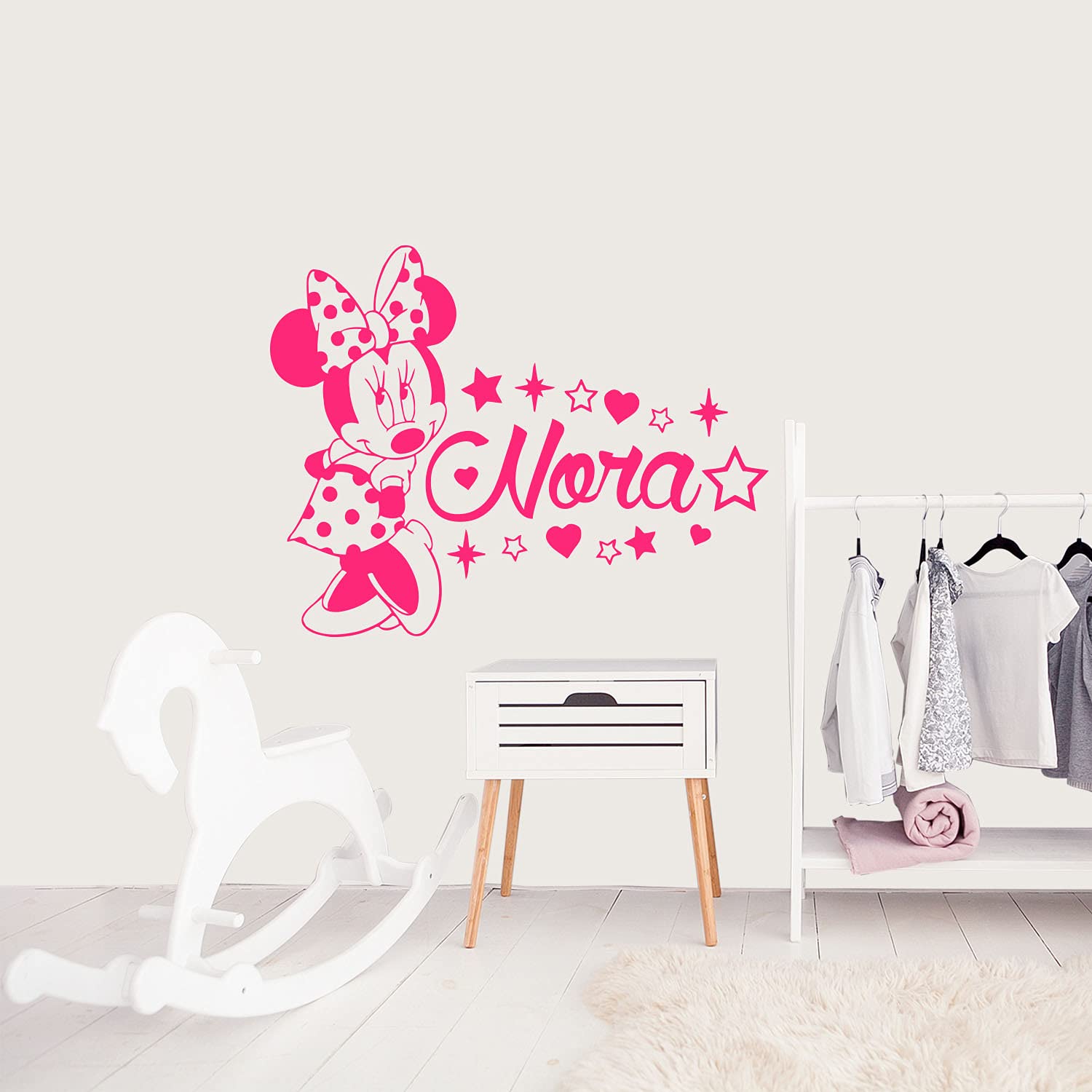 Name Wall Decal Minnie Vinyl Decals Sticker Custom Decals Personalized Baby Girl Name Decor Bedroom Nursery Baby Room Decor ZX58