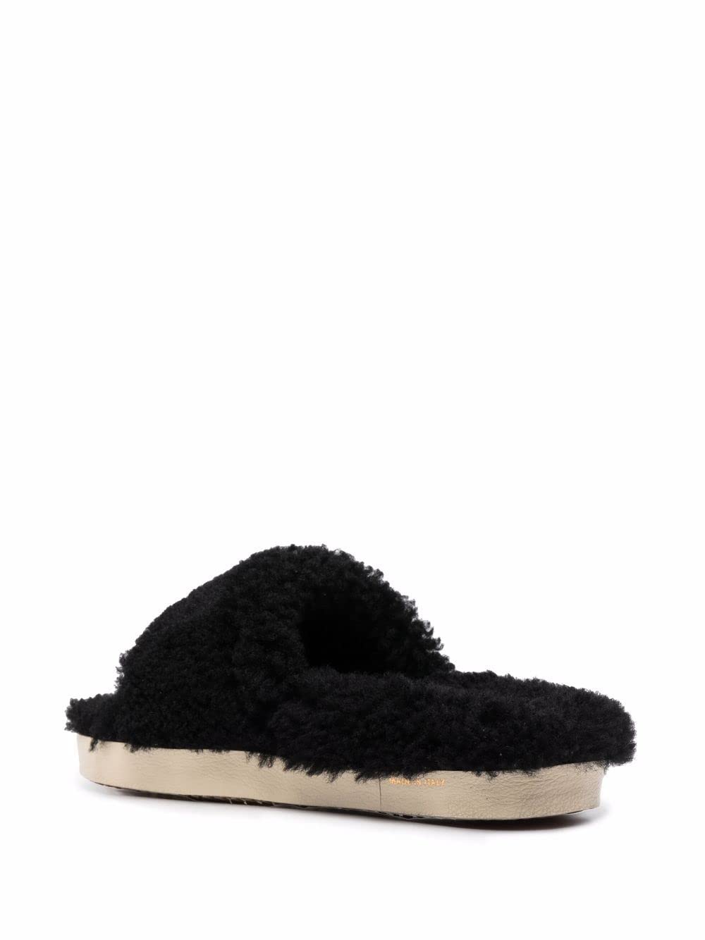 Golden Goose Women's Poolstar Shearling Sandals, Black, 8 Medium US