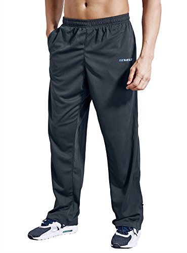 LUWELL PRO Men's Sweatpants with Zipper Pockets Open Bottom Athletic Pants for Jogging, Workout, Gym, Running, Training(0317 BlackGray,M)