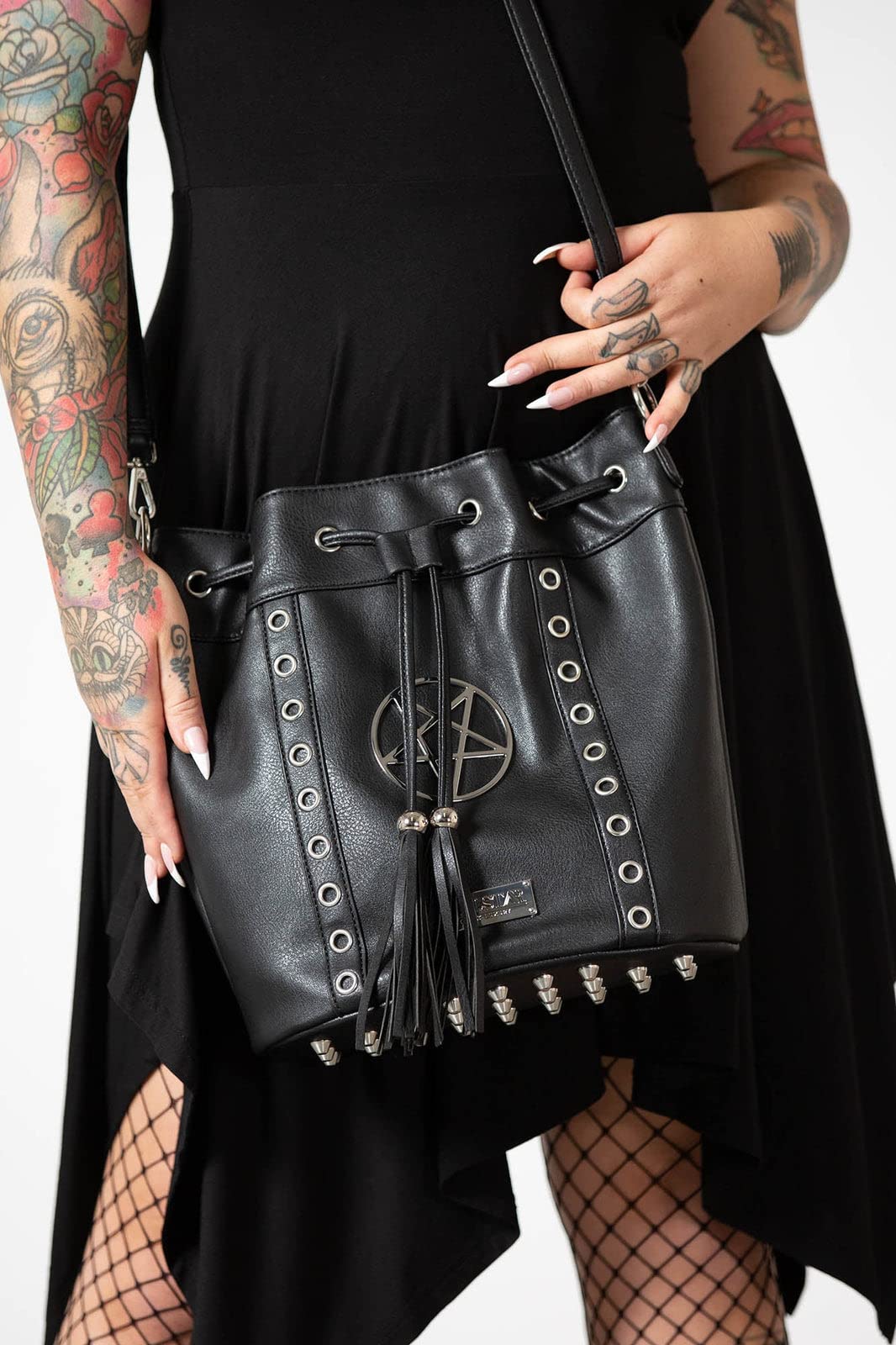 Killstar Sweet Terror Pentagram Studded Bucket Bag Crossbody Purse