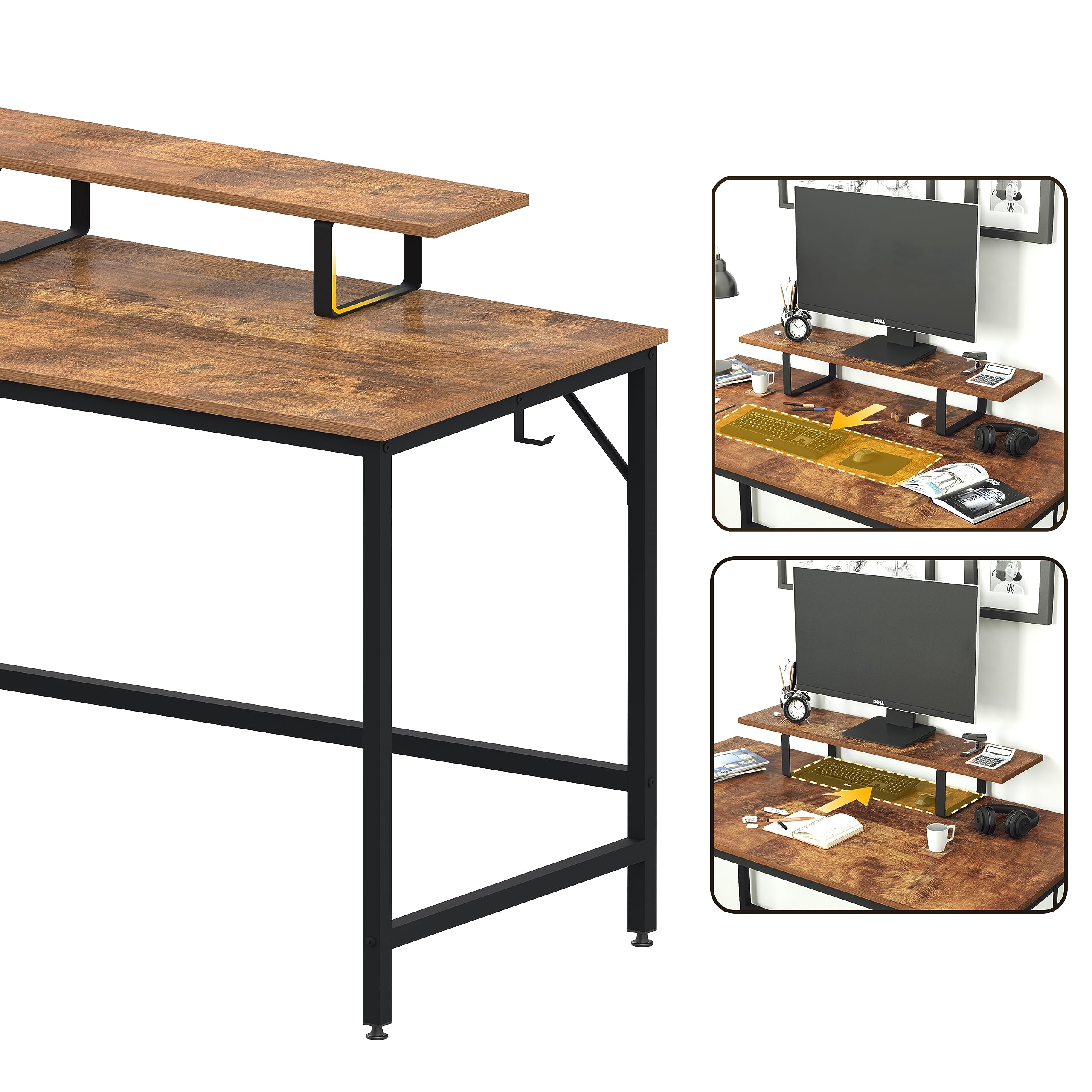JOISCOPE Computer Desk with Honeycomb Panel for Home Office, PC Laptop Study Writing Table Workstation, Modern Simple Style, 55 inches(Vintage Oak Finish)…