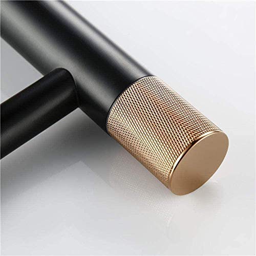 NZDY Faucet Gold Rose Knur Handle Bathroom Swivel Knurling Knob Design Deck-Mount Water Mixer Tap