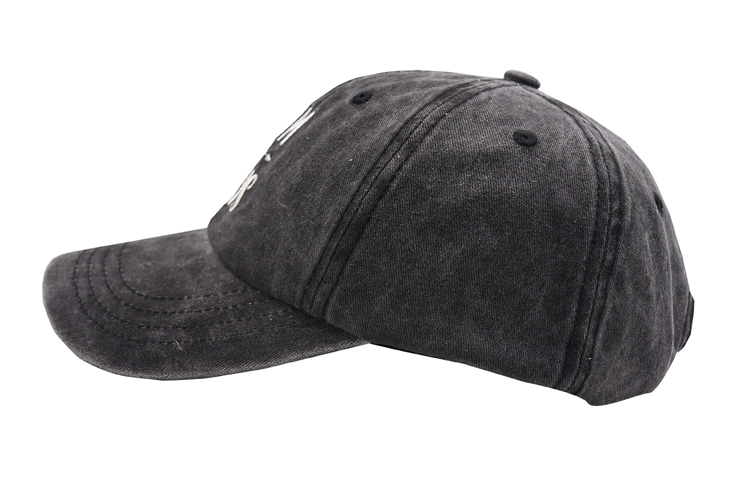 KKMKSHHG Women's Baseball Cap, Embroidered Adjustable Vintage Distressed Cotton Dad Hat Black