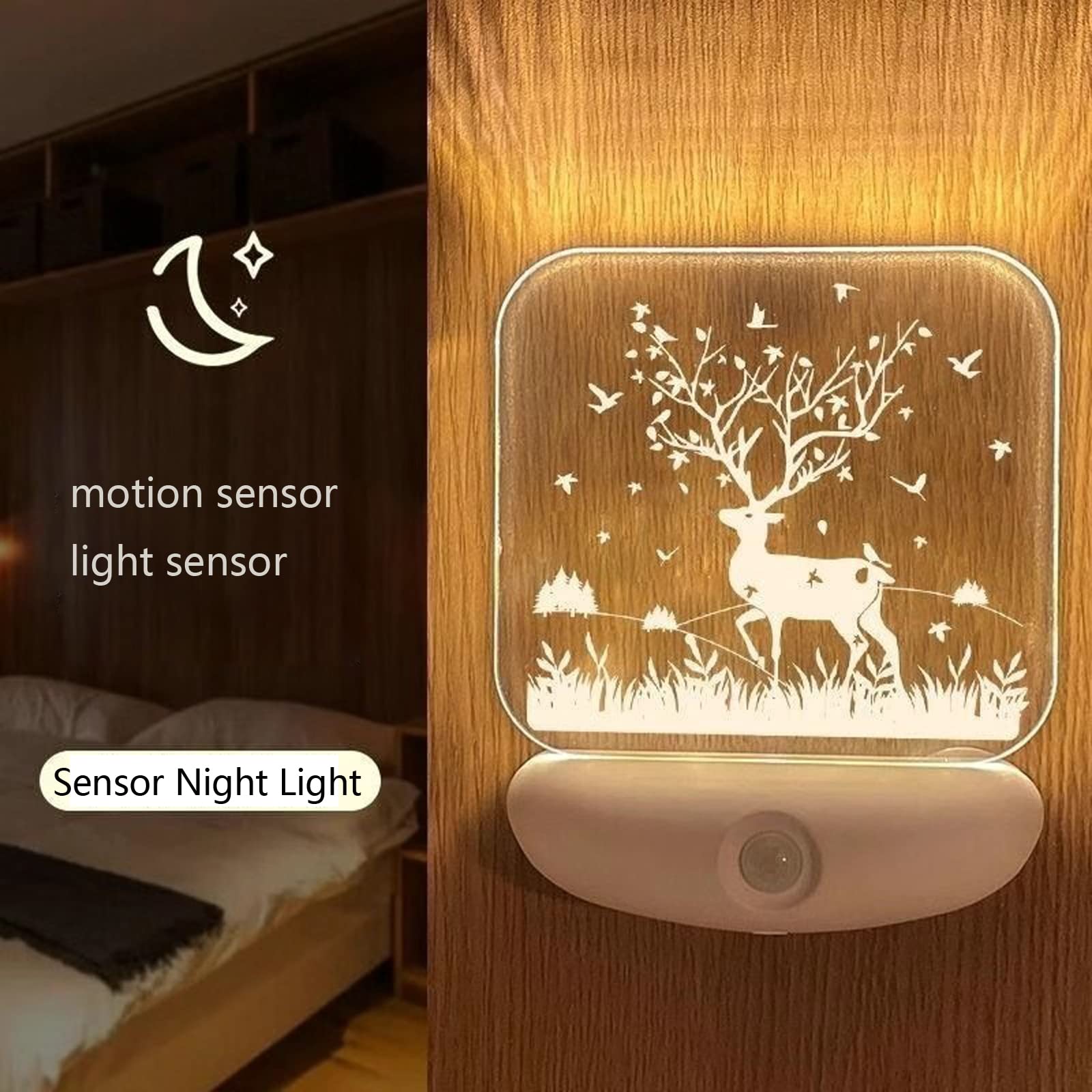 Motion Sensor LED Light, 3D Illusion Night Lamp ,Baby Light for Room Decor,USB Charge Decoration Lamp for Christmas Birthday Gifts Bedroom Bedside