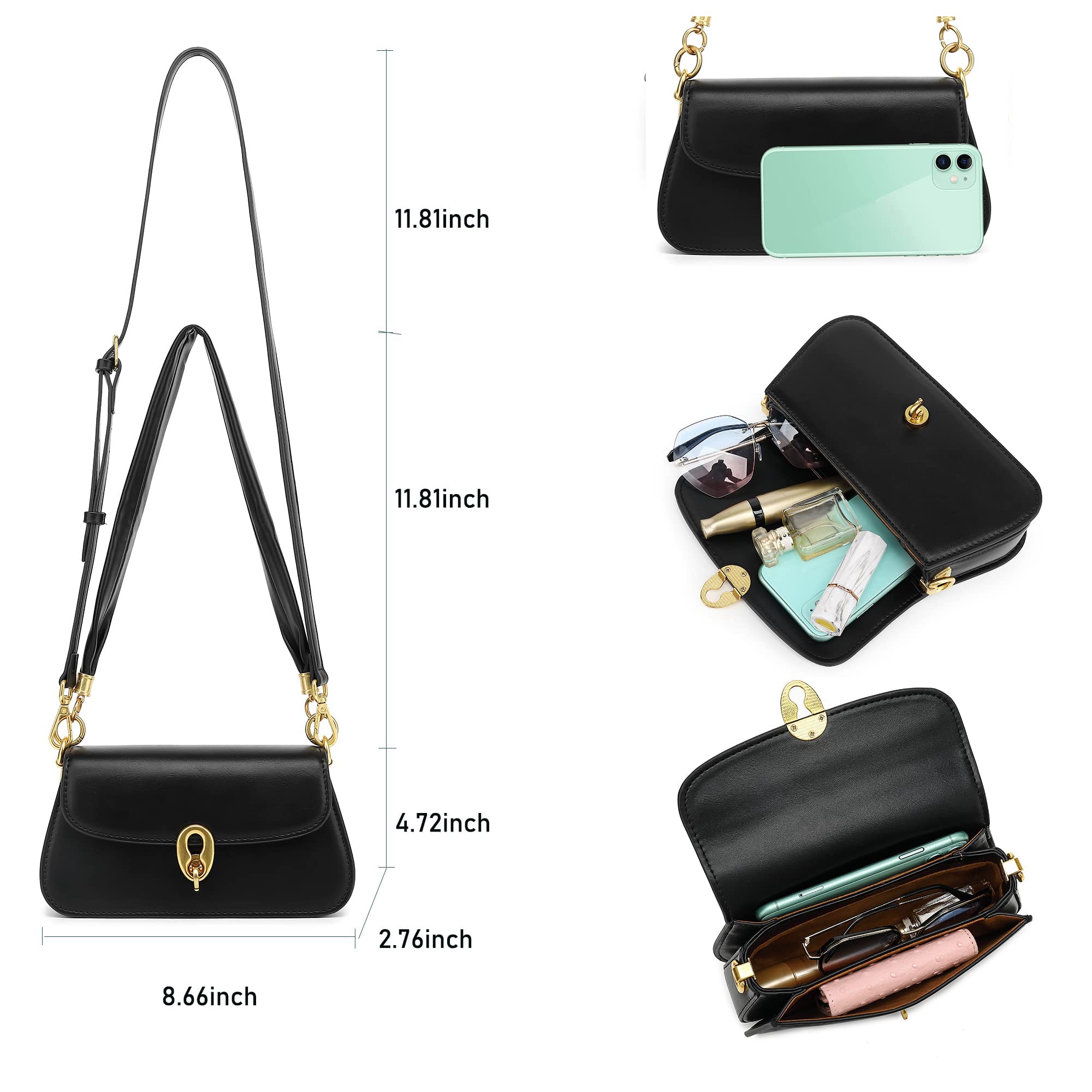 LL LOPPOP Small Stylish Designer Purses Crossbody Bags, Mini Shoulder Bag for Women Black 203701