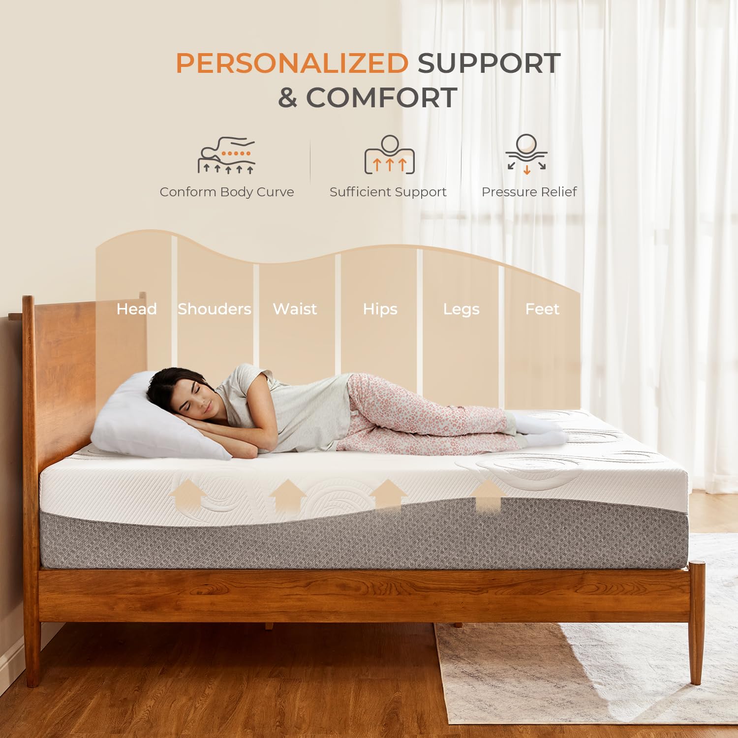 Sweetnight Queen Mattress,10 Inch Plush Foam Mattress, Cooling Gel Memory Foam Mattress for Comfy Sleep and Moisture Wicking