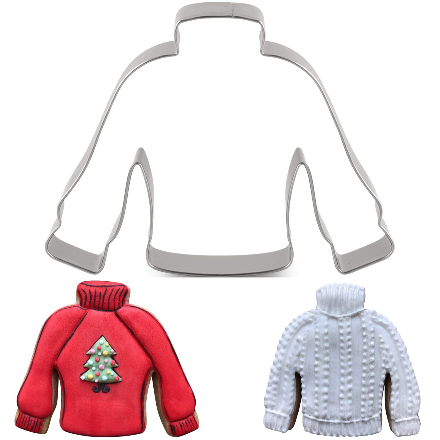 LILIAO Christmas Winter Ugly Sweater Cookie Cutter - 4.2 x 3.2 inches - Stainless Steel