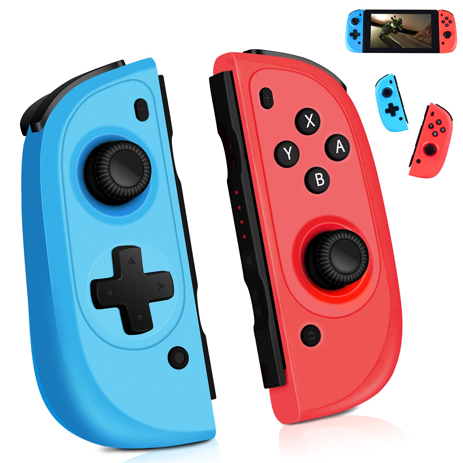 KLCCDMET Joypad Controller Compatible with Switch, Replacement for Switch Joy Con, Wireless Left and Right Controllers with Grip Support Wake-up Function