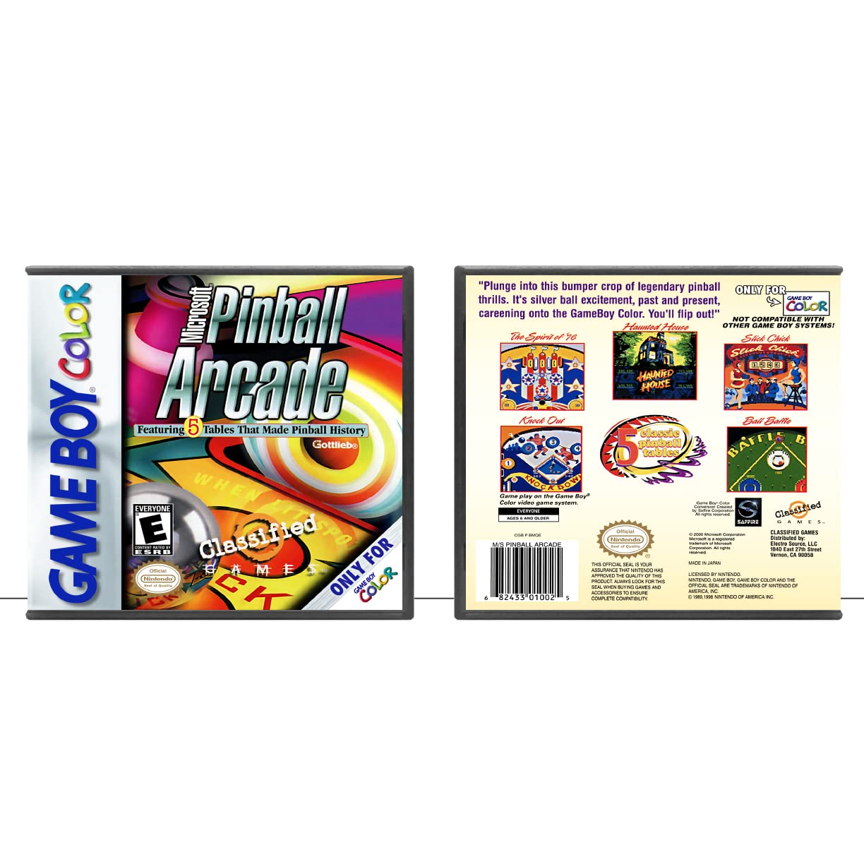 Microsoft Pinball Arcade | (GBC) Game Boy Color - Game Case Only - No Game