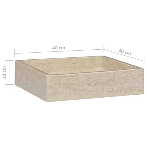 Sink Cream 15.7"x15.7"x3.9" Marble,Modern Marble Sink EyeCatching Basin for Bathroom and Washroom Bath Fixtures,Bathroom Sinks