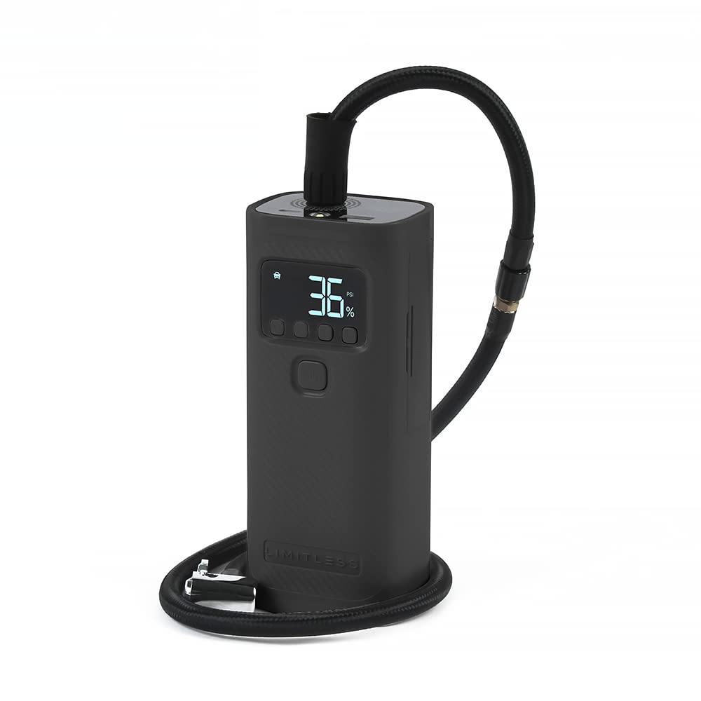 Limitless AirPro 150 PSI Portable Air Compressor Pump with Digital Display, 4,000mAh Power Bank, LED Flashlight, Auto Shut-Off & Adapters for Car/Bike Tires, Sports Balls, and Pool Inflatables