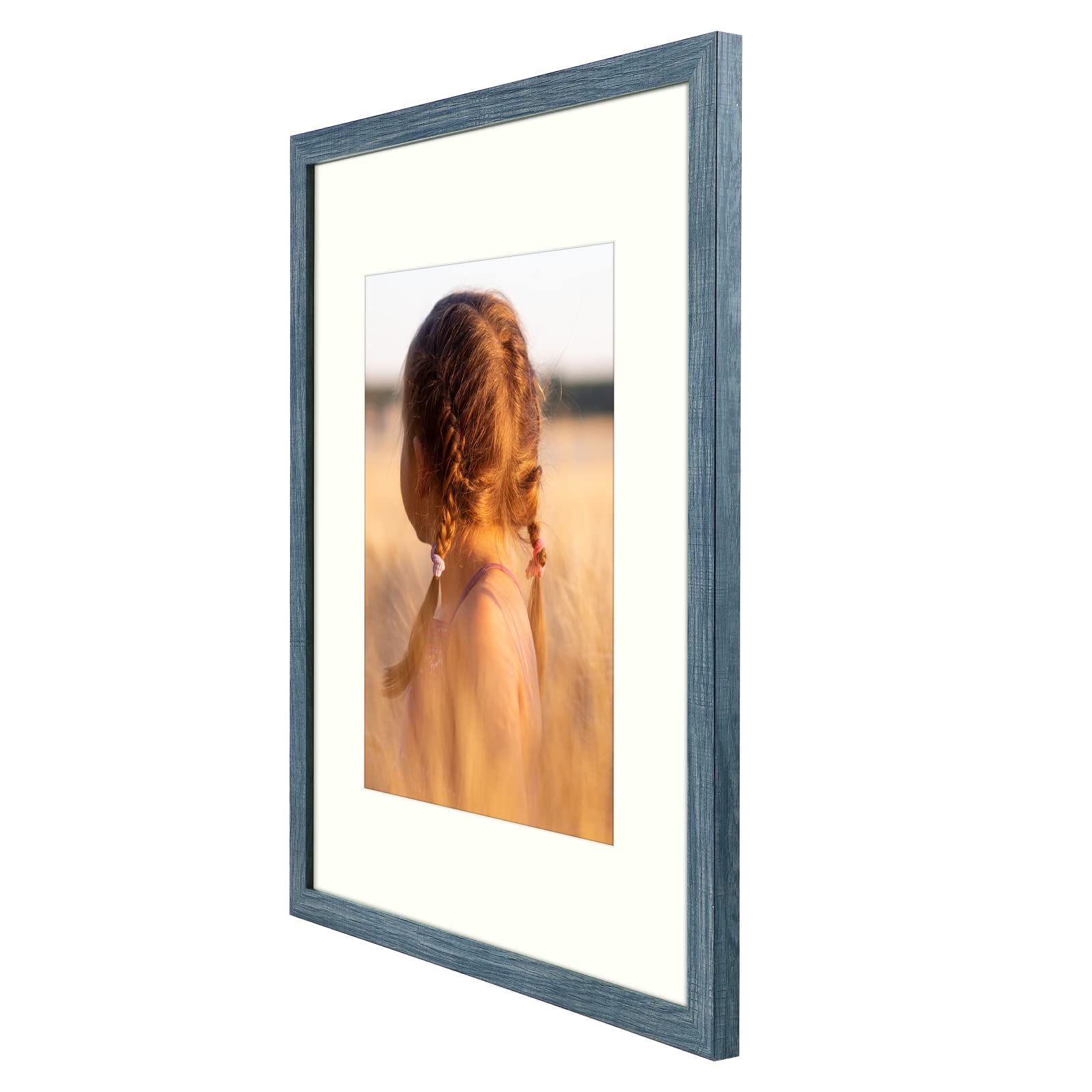 Golden State Art, 16x20 Picture Frame with Mat for 11x14 - High Definition Glass Wall Mounting Horizontal Vertical Displaylay (Blue, 1 Pack)
