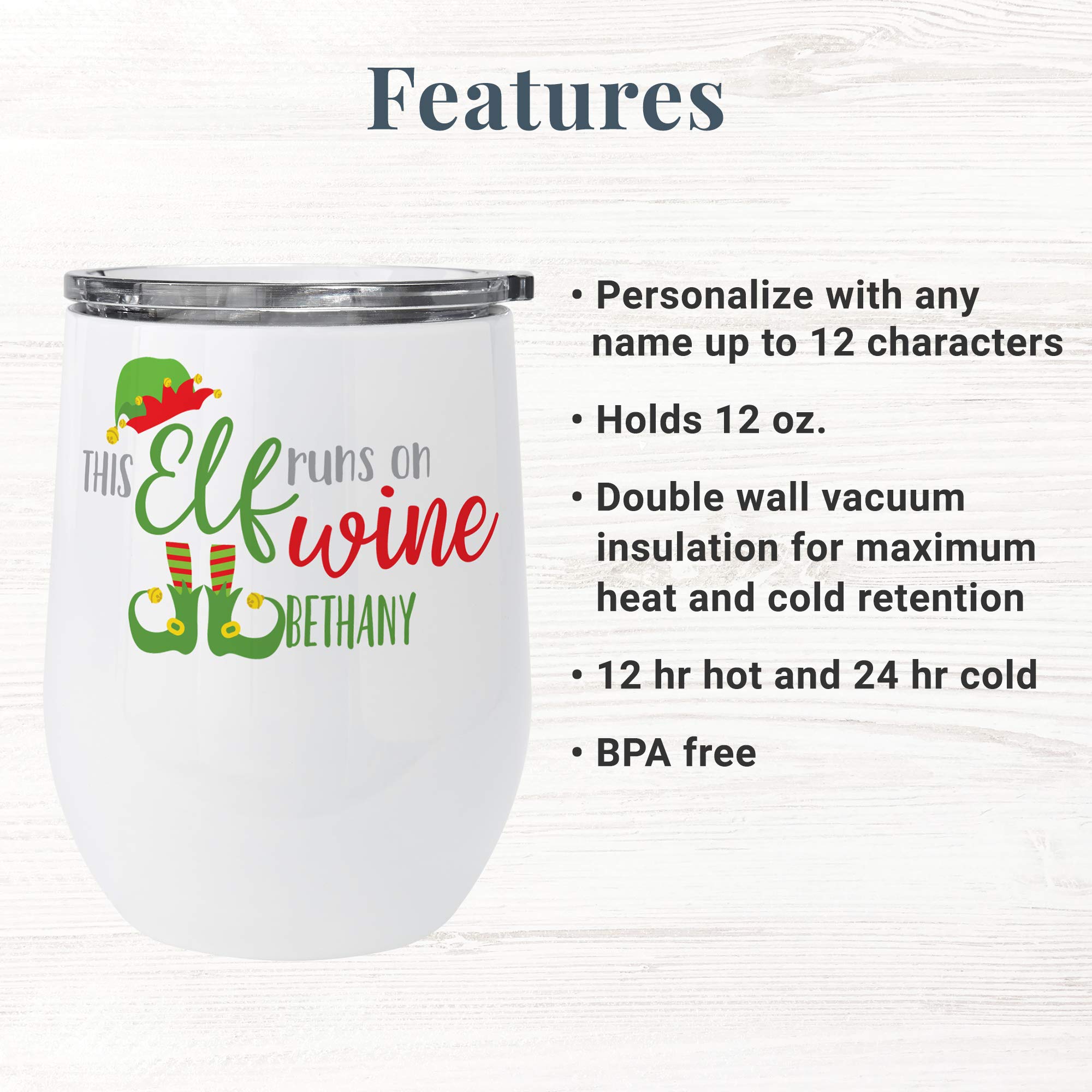 Let's Make Memories - Personalized Insulated Wine Tumbler for Christmas - Colorful and Whimsical Stainless Steel Container - Hot and Cold Beverages - Holds 12oz., 5"x4" - Let's Get LIT!