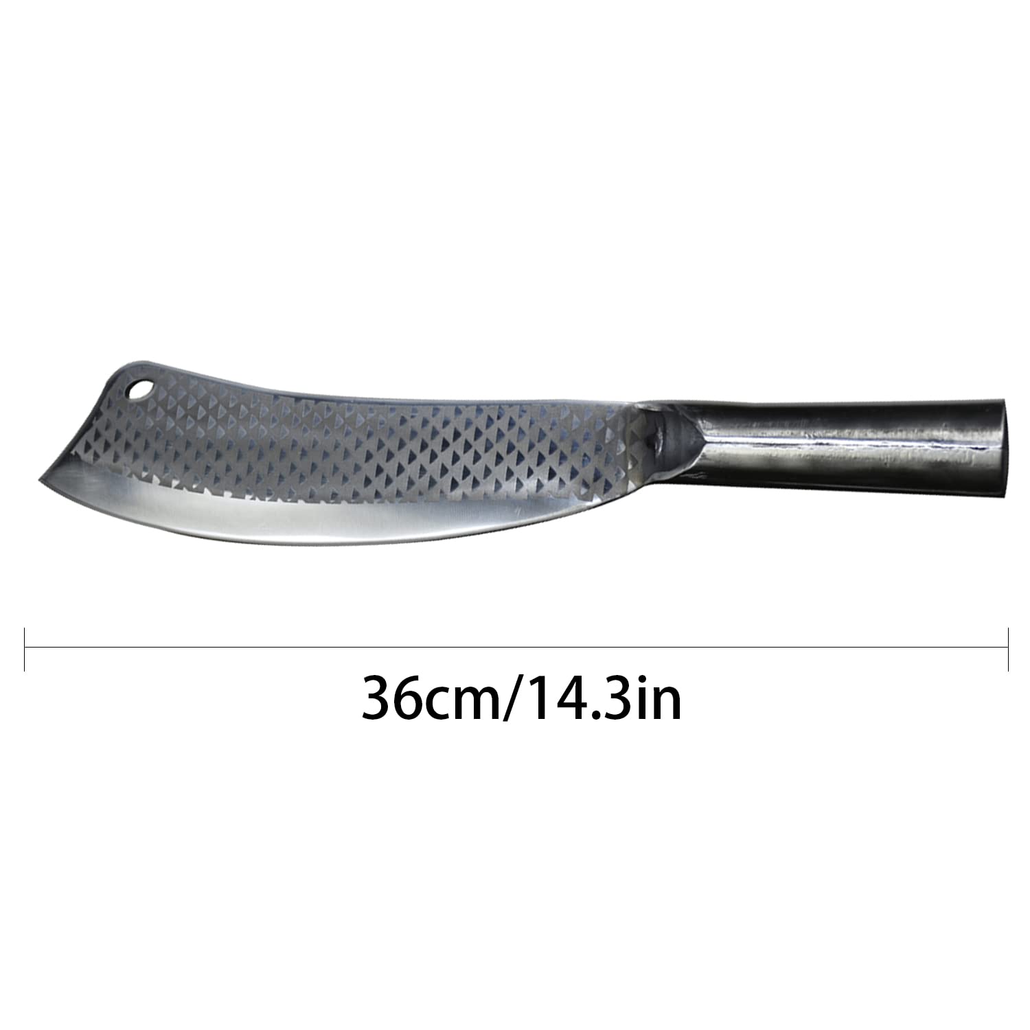 kljhld Hand Cast Full Tang One-Piece Scimitar Engraved with Fish Scale Pattern, Outdoor Hunting Camping 14.3 inches