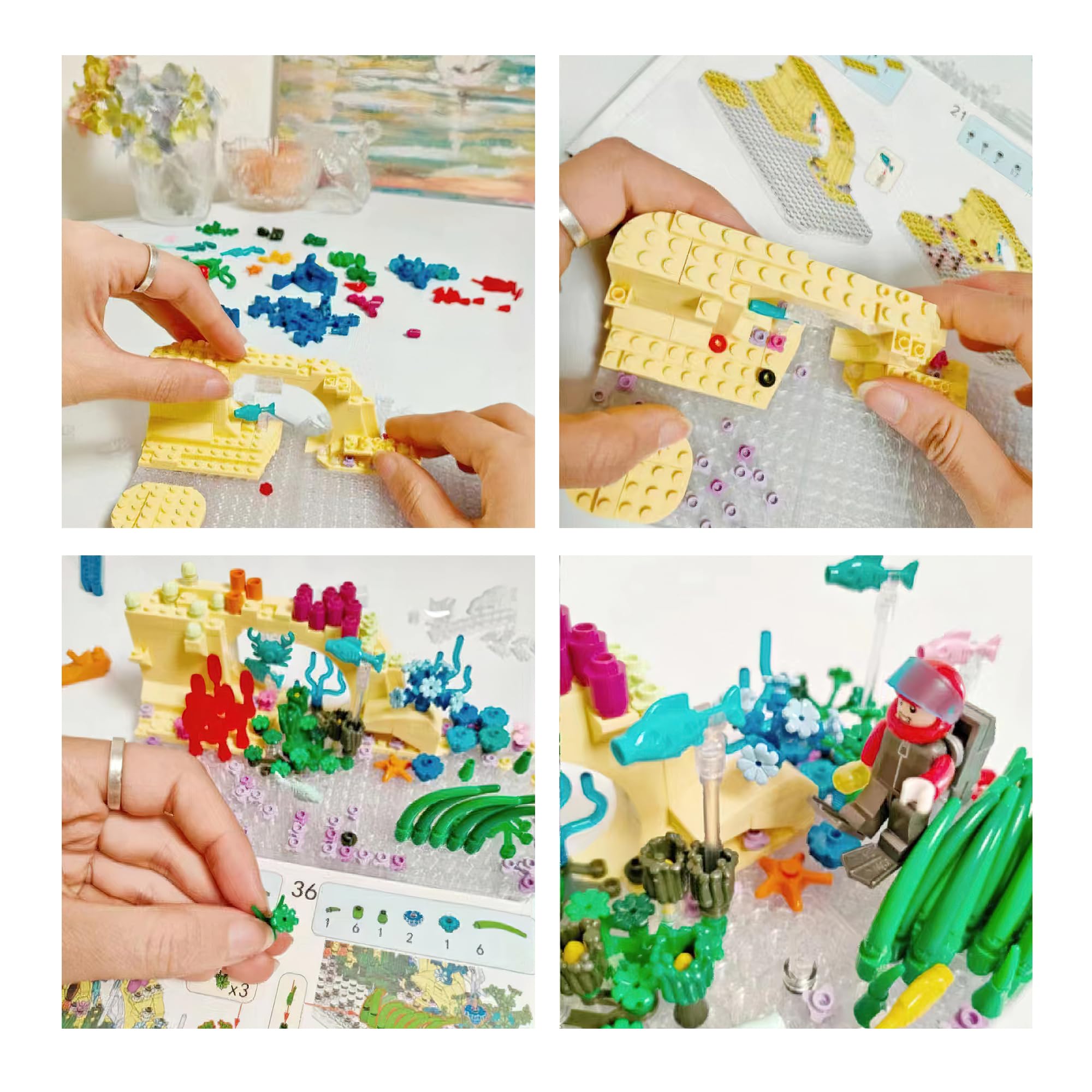MACTANO Fish Tank Building Set Mini Ocean Animal Aquarium Building Block Kit Toy for Kids Adults-559PCS