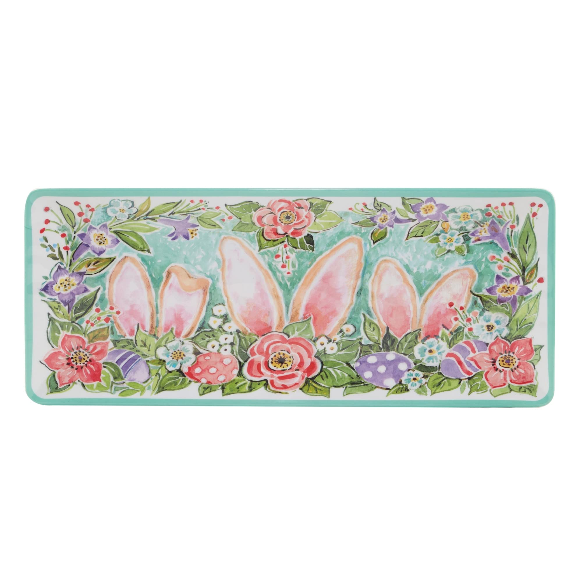 Joy Of Easter 3 Piece Hostess Set Multi Color Floral Casual Farmhouse Round Dishwasher Safe