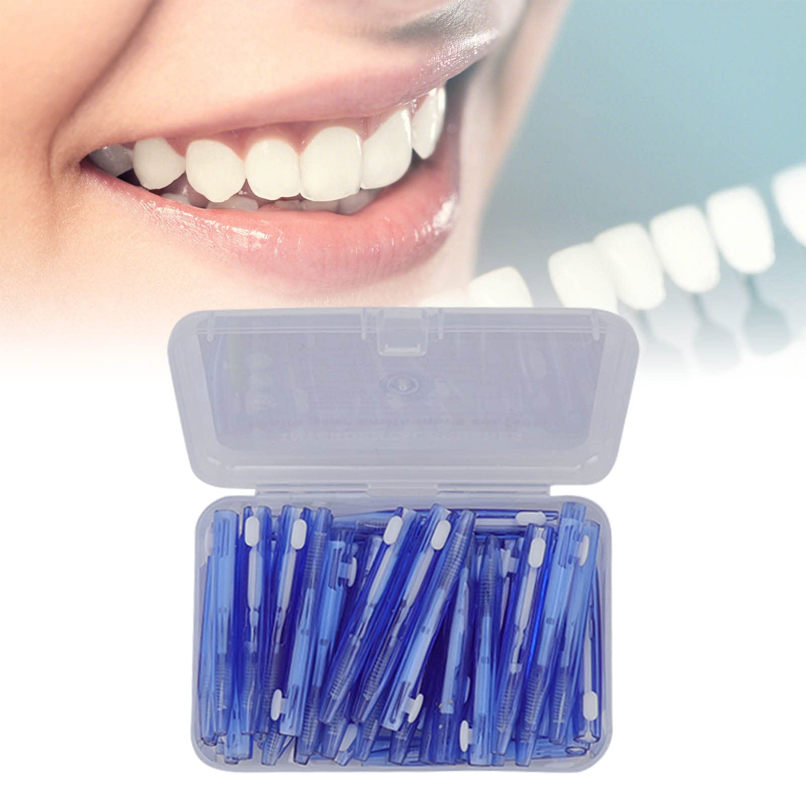 plplaaoo 60Pcs interdental Brushes, Braces Brushes for Cleaning,Practical Slim interdental Brush with Comfortable PP Handle for Adults & Children Orthodontic Care,Tooth Cleaning Tools(Blue), Inter