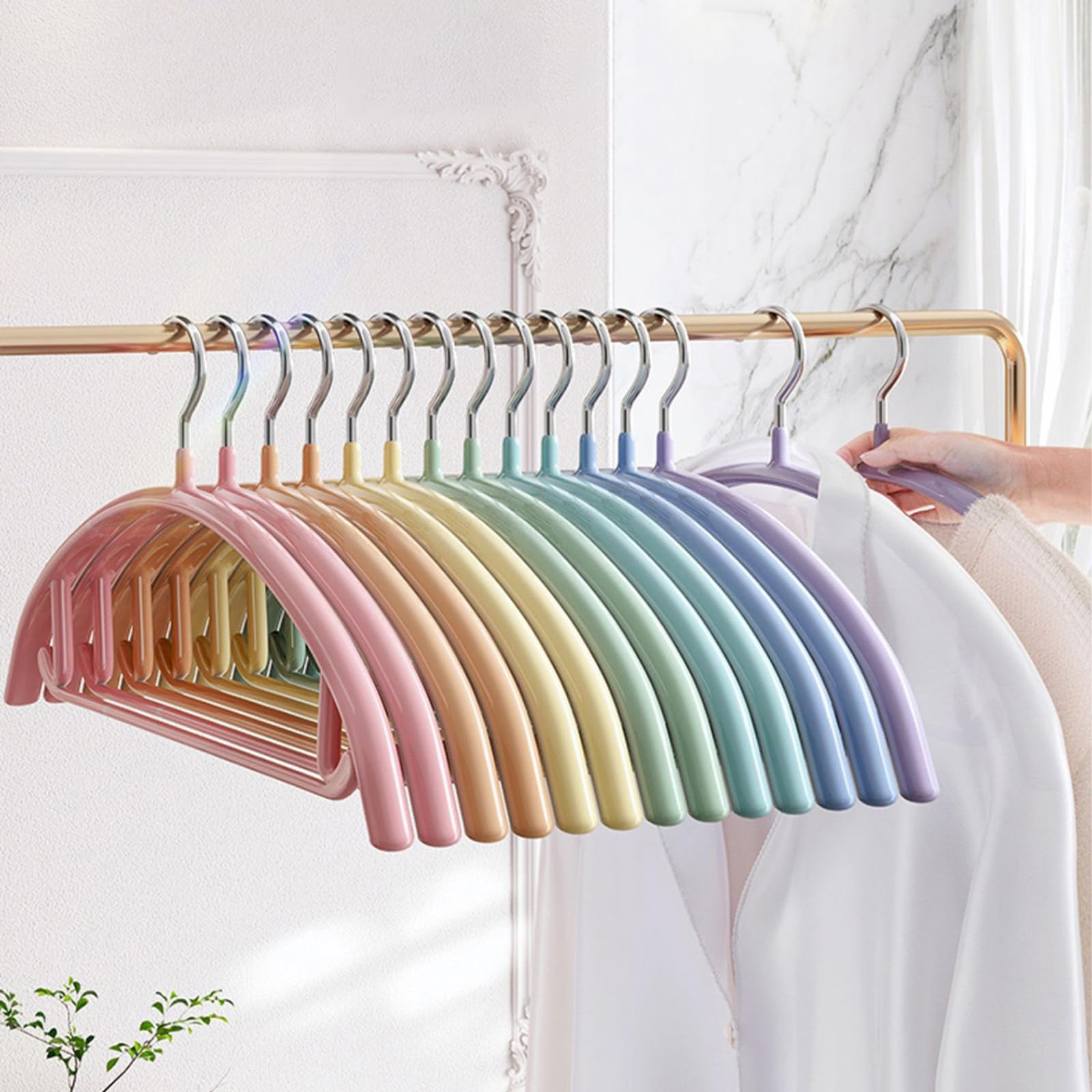 SLMT Coat Hangers Non Slip 21 Pack Sweater Hangers No Shoulder Bump Metal Clothes Hangers for Closet