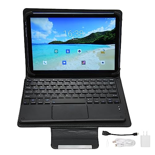 jerss 10.1 Inch Tablet 5G WiFi 8GB 256GB 2 in 1 100-240V Night Reading Mode Tablet PC with Keyboard for Ruggedness (US Plug)