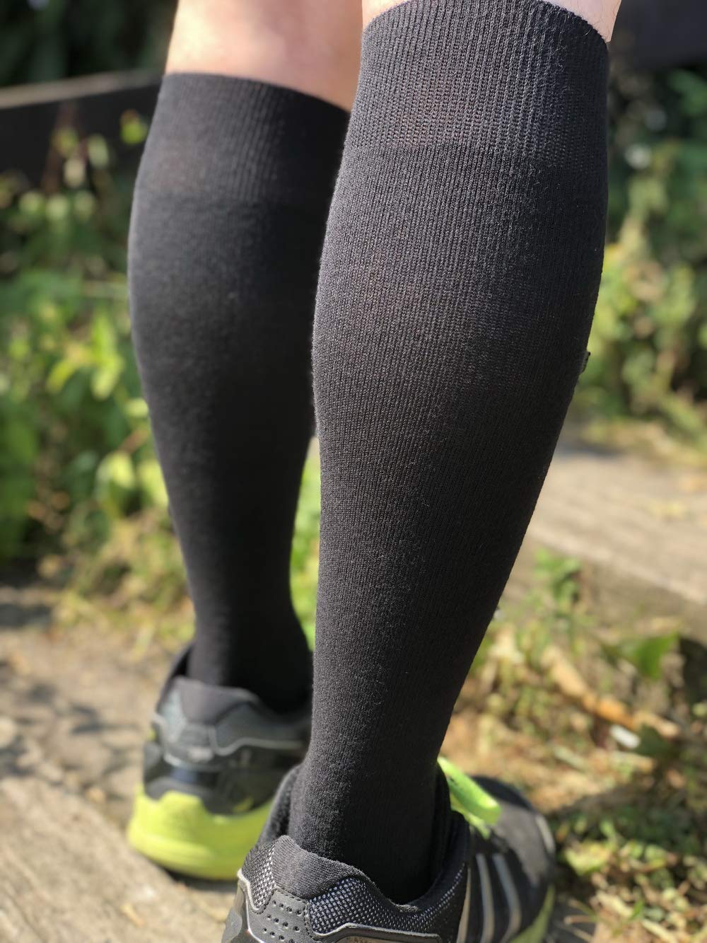 HOYISOX Big and Tall Compression Socks Comfortable Wool Knee High Socks for Men and Women (as1, alpha, 5x_l, regular, regular, Dark Black)