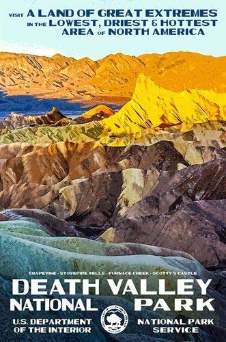 Magnet 3x5 inch Vintage Art Death Valley Sticker (rv National Park Hike Bumper DVNP) Magnetic Magnet Vinyl Sticker