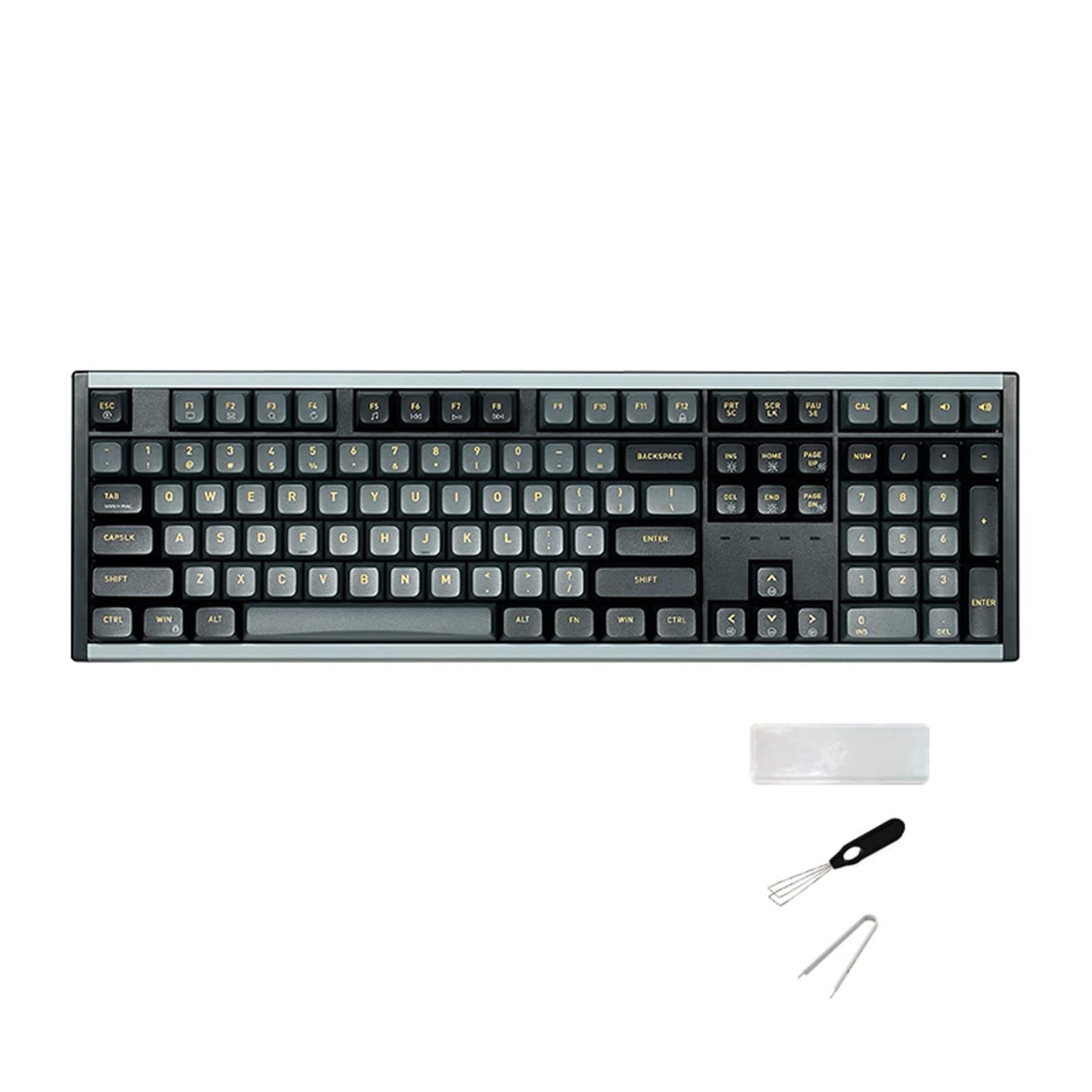 PLRG Full Size CNC Aluminum Mechanical Keyboard, 108 Key PBT Keycap Wired RGB Hotswap Anti-ghosting Ergonomic Gaming Keyboard Brown Switch