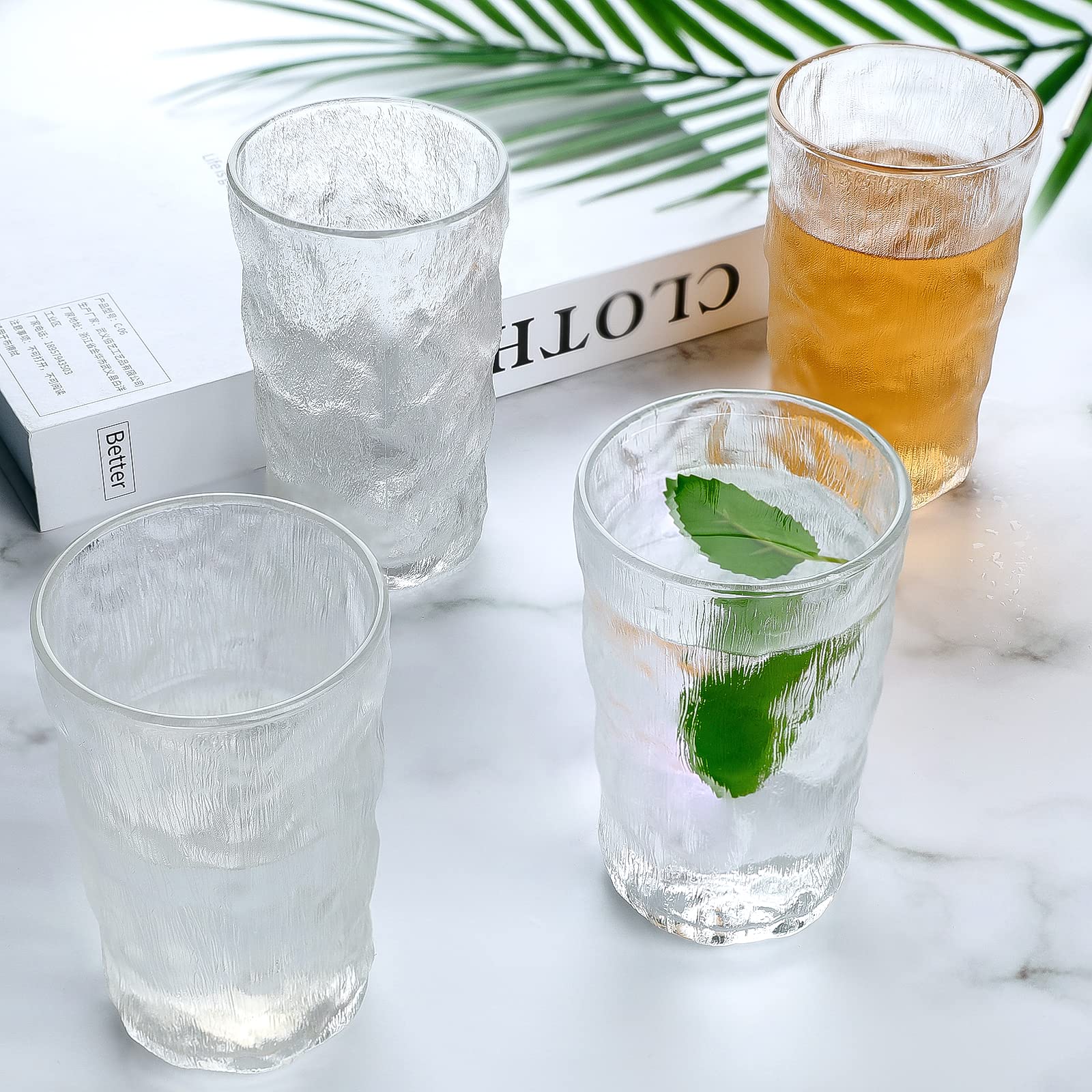 INFTYLE [Gift Set] Drinking Glasses Set of 6 Highball Glass Cups 12oz Premium Quality Glassware Set for Water, Juice, Cocktails, Wine, Beer, and Whiskey Dishwasher Safe