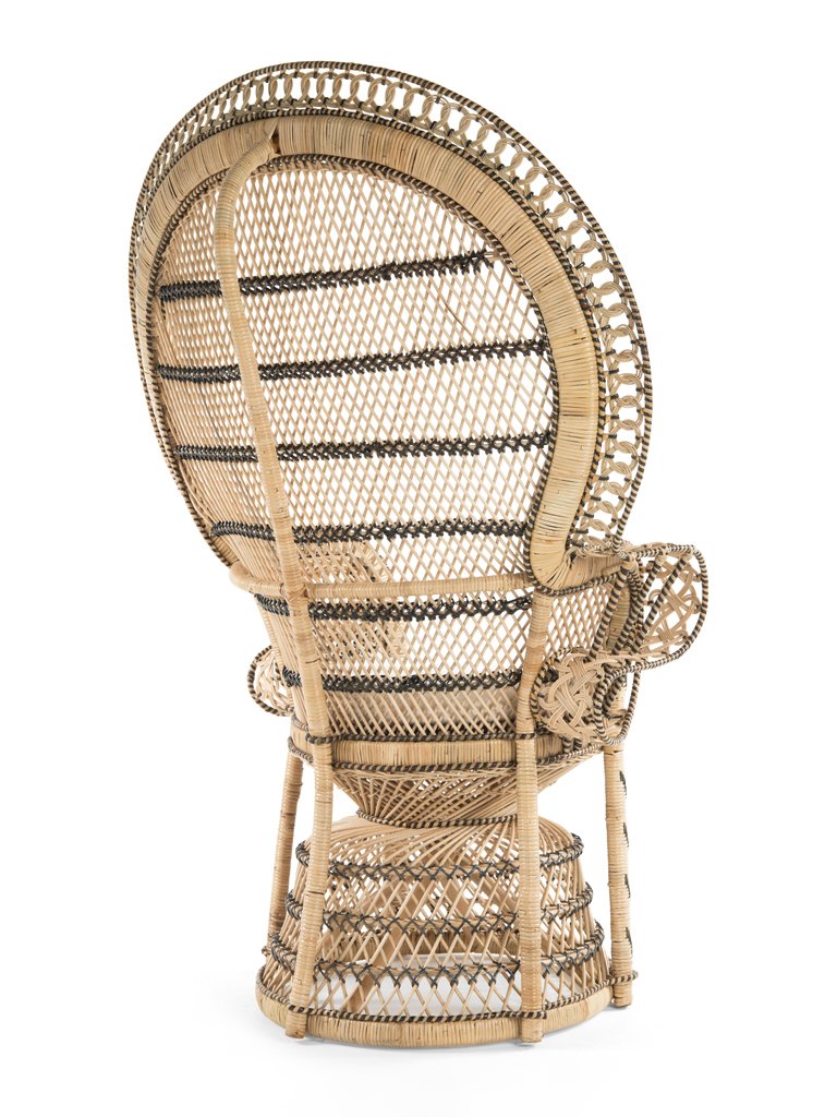 KOUBOO Grand Pecock Retro Peacock Chair in Rattan with Seat Cushion, Natural Color, Large