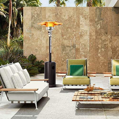 Patiomore Outdoor Propane Heater Patio Tall Standing Heater, 48000 BTU, Smooth Black