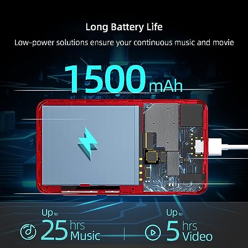 innioasis 16GB MP3 Player with Bluetooth and WiFi, Spotify, Pandora, Amazon Music, Audible, 4" Touch Screen Android Streaming MP3 MP4 Player (Red_Black)