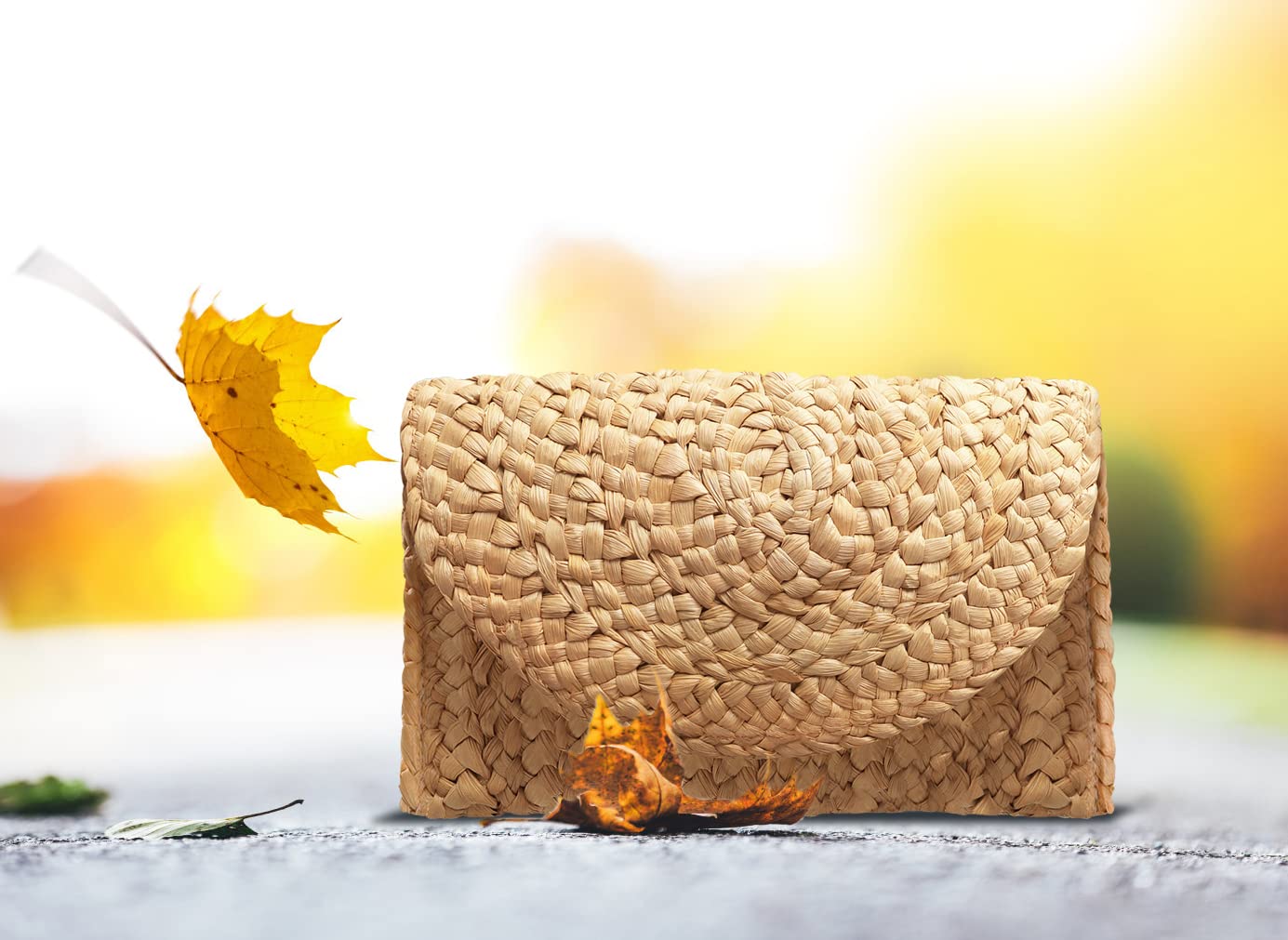 LUOFMISS Straw Clutch Purses for Women Envelope Woven Clutch Handbags Casual Straw Handmade Bag