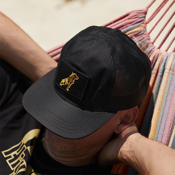MACK Tactical Cap, Black, Removable Bulldog Patch, Adjustable Velcro Back