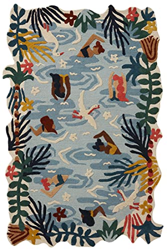 Justina Blakeney x Loloi Optimism Collection OPT-02 Ocean/Multi 5'-0" x 5'-0" Round Area Rug