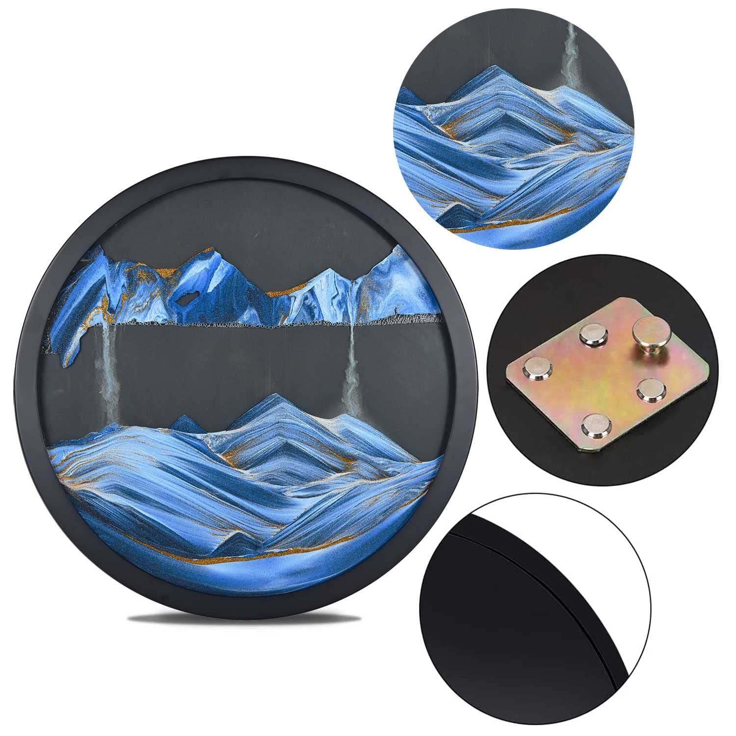 Moving Sand Art Picture, 3D Moving Sandscapes, Wall Art Decoration, Glass Crafts, Dynamic Sand Art Decor for Home and Office