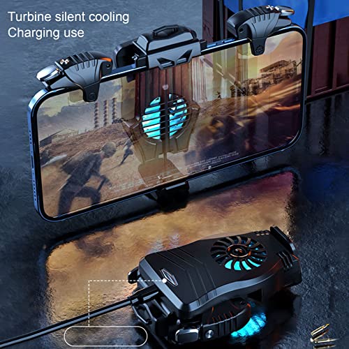 Phone Cooler Fan and Game Controller Triggers Kit, Rechargeable High Frequency Clicks Active Cooling Fan Phone Grips for Survival Games