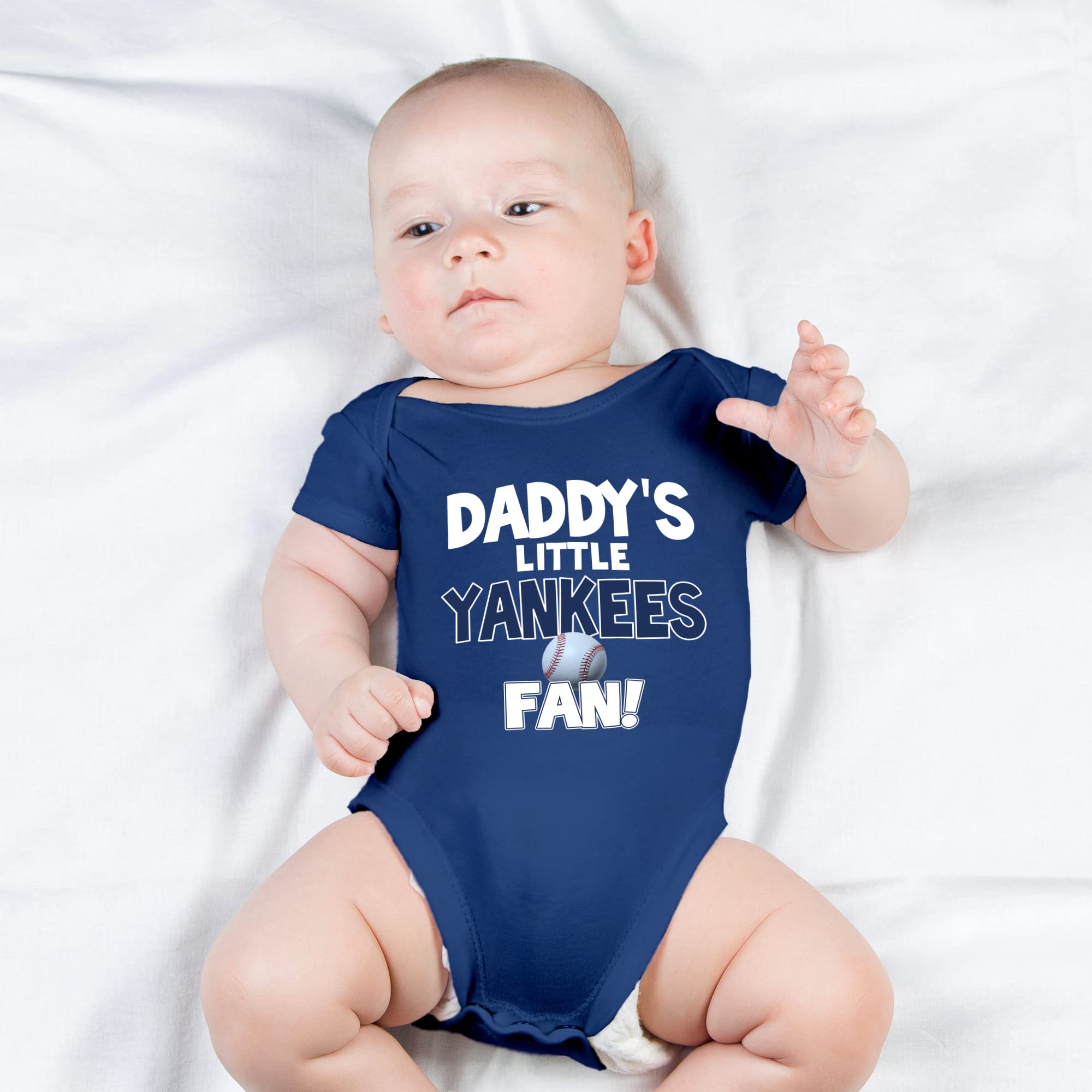 NanyCrafts Baby's Daddy's Little Yankees Fan Bodysuit 3 Months Navy