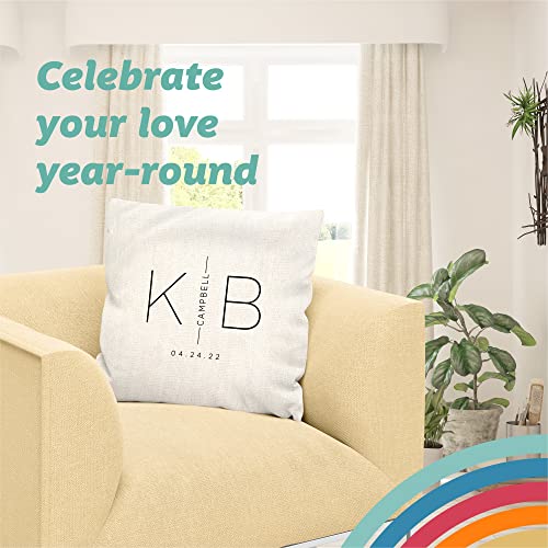Pattern Pop - Personalized Wedding Throw Pillow - Couple Decorative Pillow - Celebrate Anniversaries and Weddings in Style - 17β x 17β Square Cover and Pillow - Monogram