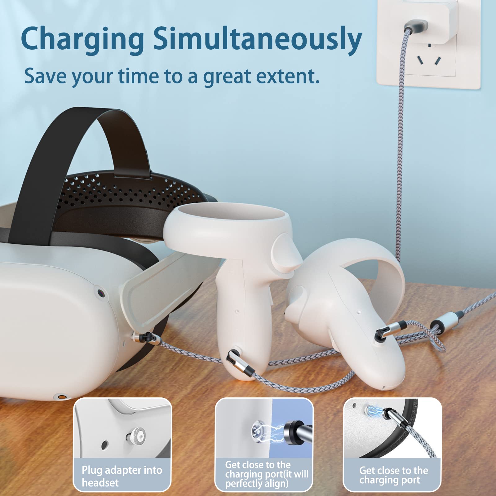 Magnetic Charging Kit for Oculus Quest 2, AOLION All-in-One Substitute for Oculus Quest 2 Charging Dock, 2 Rechargeable Battery and 6FT Charging Cable for VR Headset Oculus Quest 2 Controller