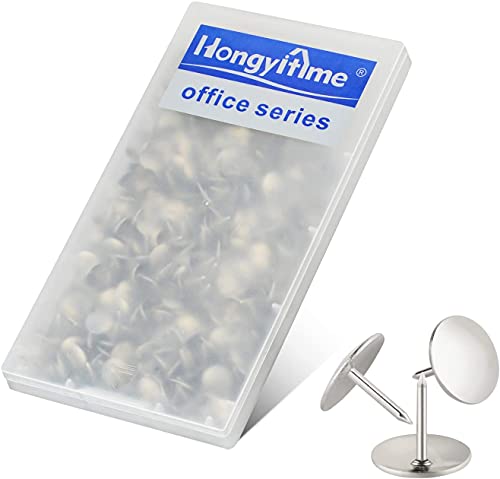 HongyiTime 400 PCS Push Pins,Thumb Tacks, Wall Tacks, Tacks, Push Pin,Thumbtack, Flat Push Pins, Thumbtacks Flat, Push Pins for Cork Board, Push Pins for Wall, Board Pins,Tacks and Push Pins (Silver)