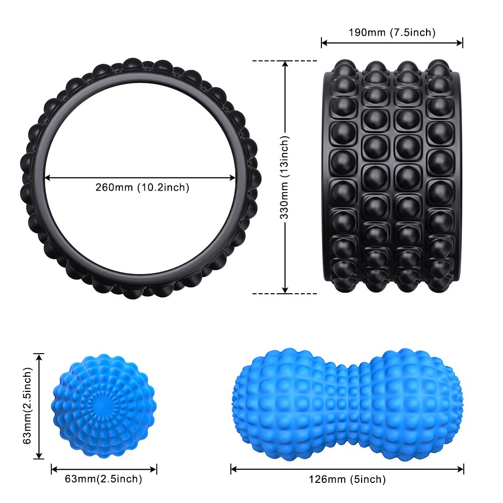 Kipika Yoga Wheel - Foam Roller for Back Pain Relief and Muscle Therapy with Massage Ball