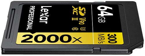 Lexar 128GB Professional 2000x SDXC Memory Card, UHS-II, C10, U3, V90, Full-HD & 8K Video, Up To 300MB/s Read, for DSLR, Cinema-Quality Video Cameras (LSD2000128G-BNNNU)