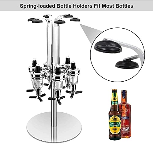 Liquor Dispenser, 6 Bottle Revolving Alcohol Rotating Dispenser Wine Beer Alcohol Bottle Beverage Stand Revolving Nozzle Drinkware Set for Wine Racks Cocktail Dispenser Wine Holder Bar Party Drinking