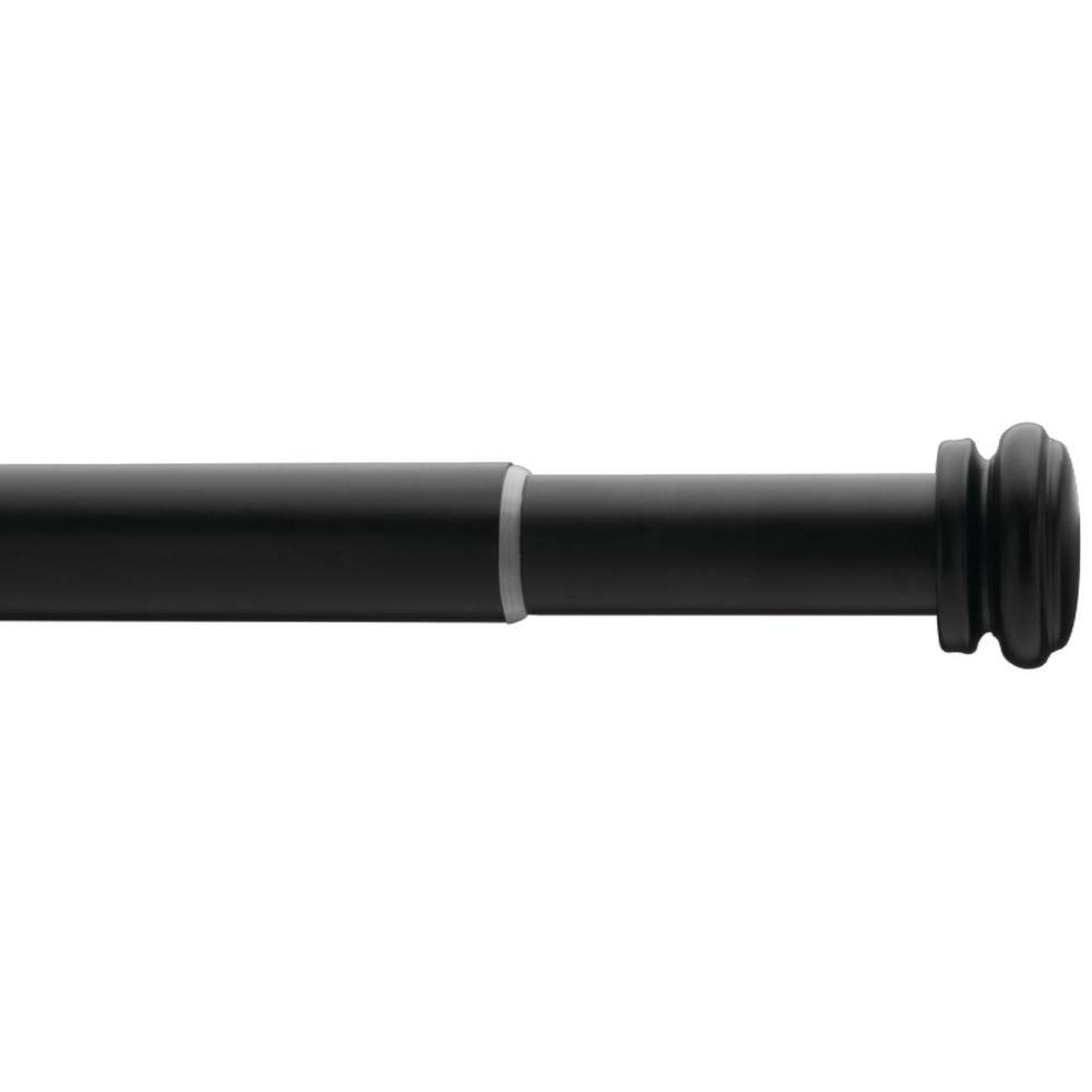Home Decorators Collection 72 in. L to 144 in. L Telescoping 1 in. Single Curtain Rod Kit in Matte Black