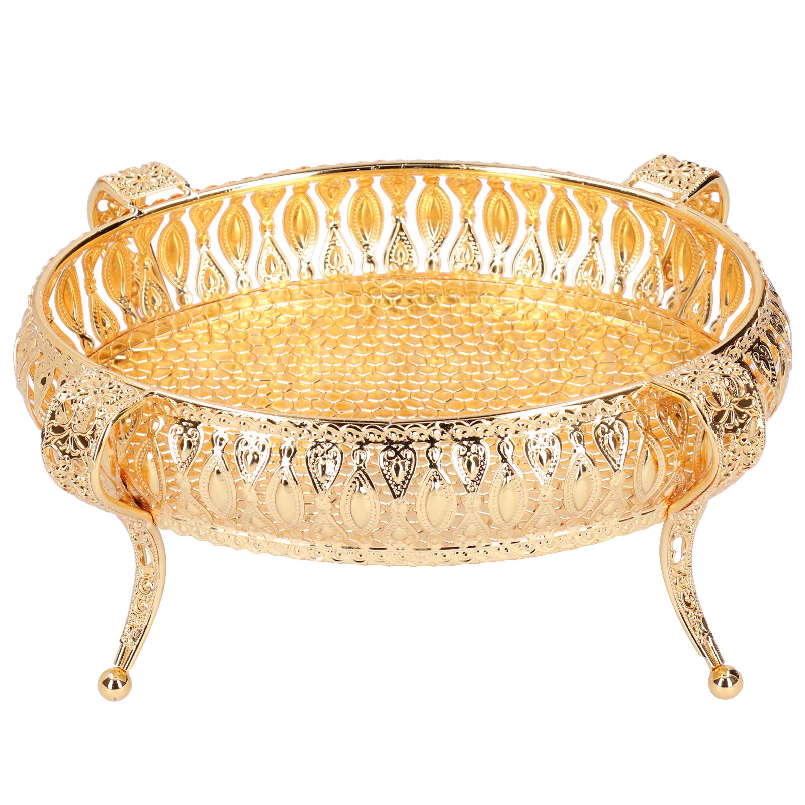 Metal Fruit Tray, Zinc Alloy Table Centerpiece Food Stand Dessert Storage Plate Holder Snack Bread Candy Storage Dish for Party Kitchen Countertop Decorative