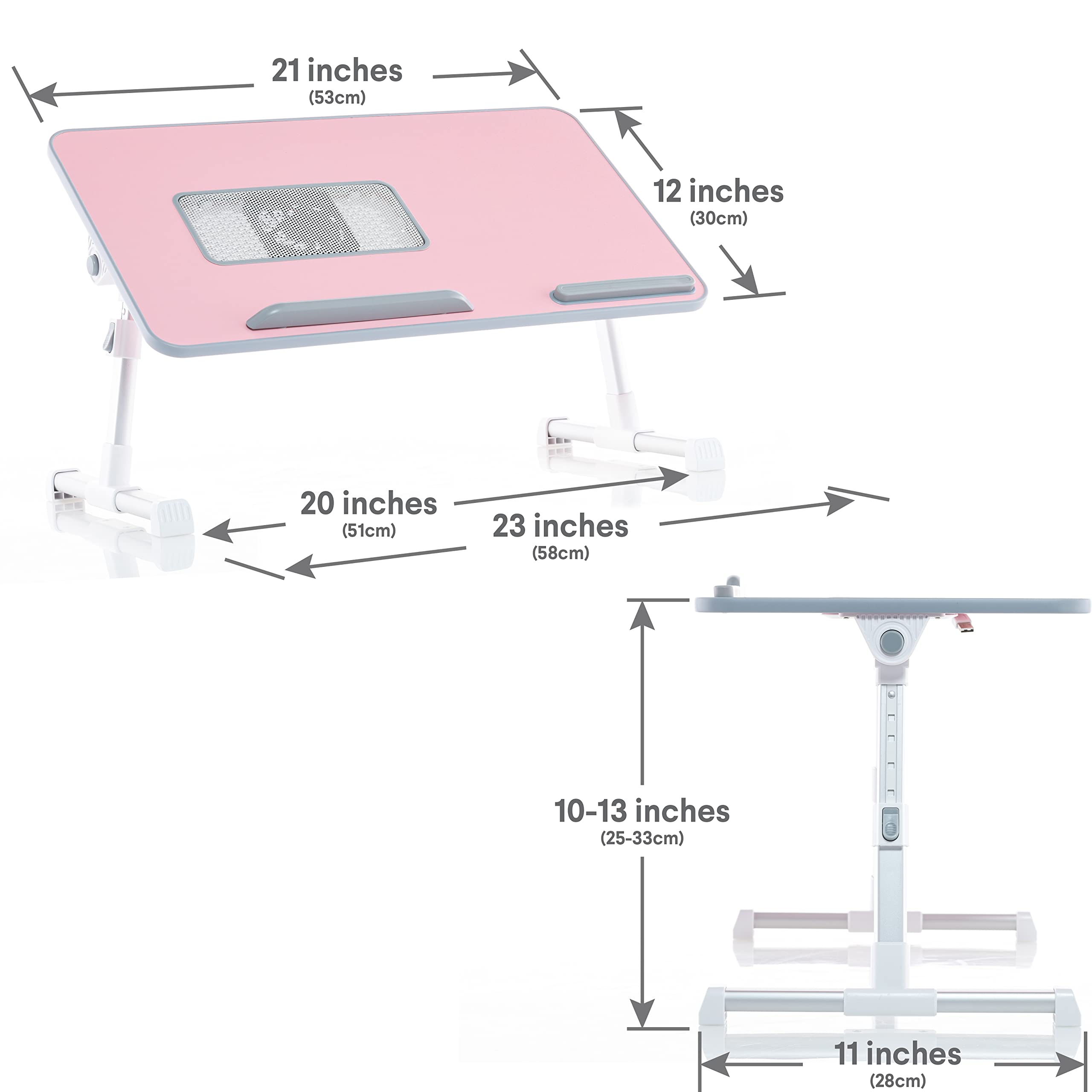 Husband Pillow Combo - Backrest Pillow with Arms : Standard Chocolate & Lap Desk Bed Tray : Pink - Memory Foam Reading Pillows for Bed & Laptop Bed Tray Table