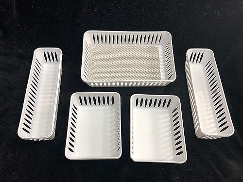 JAVA 10 Piece Bundle Assorted Size Organizing Storage Bin Baskets Set for Home and Office. (White)