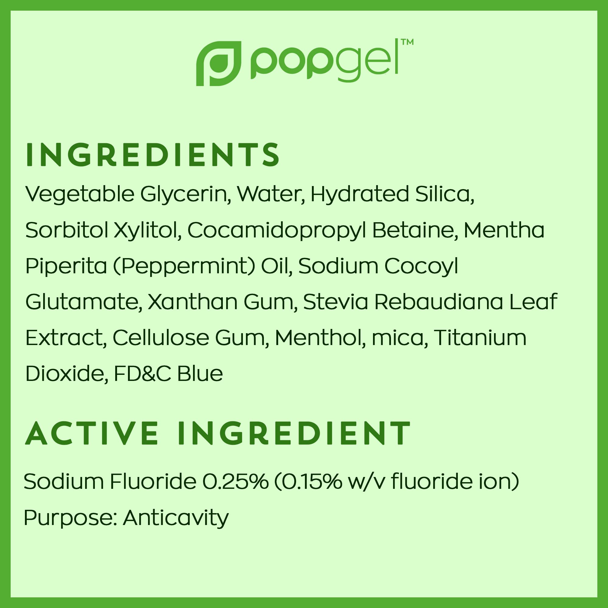 PopGel Brilliant Whitening Toothpaste - 100% Plastic Free Toothpaste (Spearmint & Cooling Cucumber)