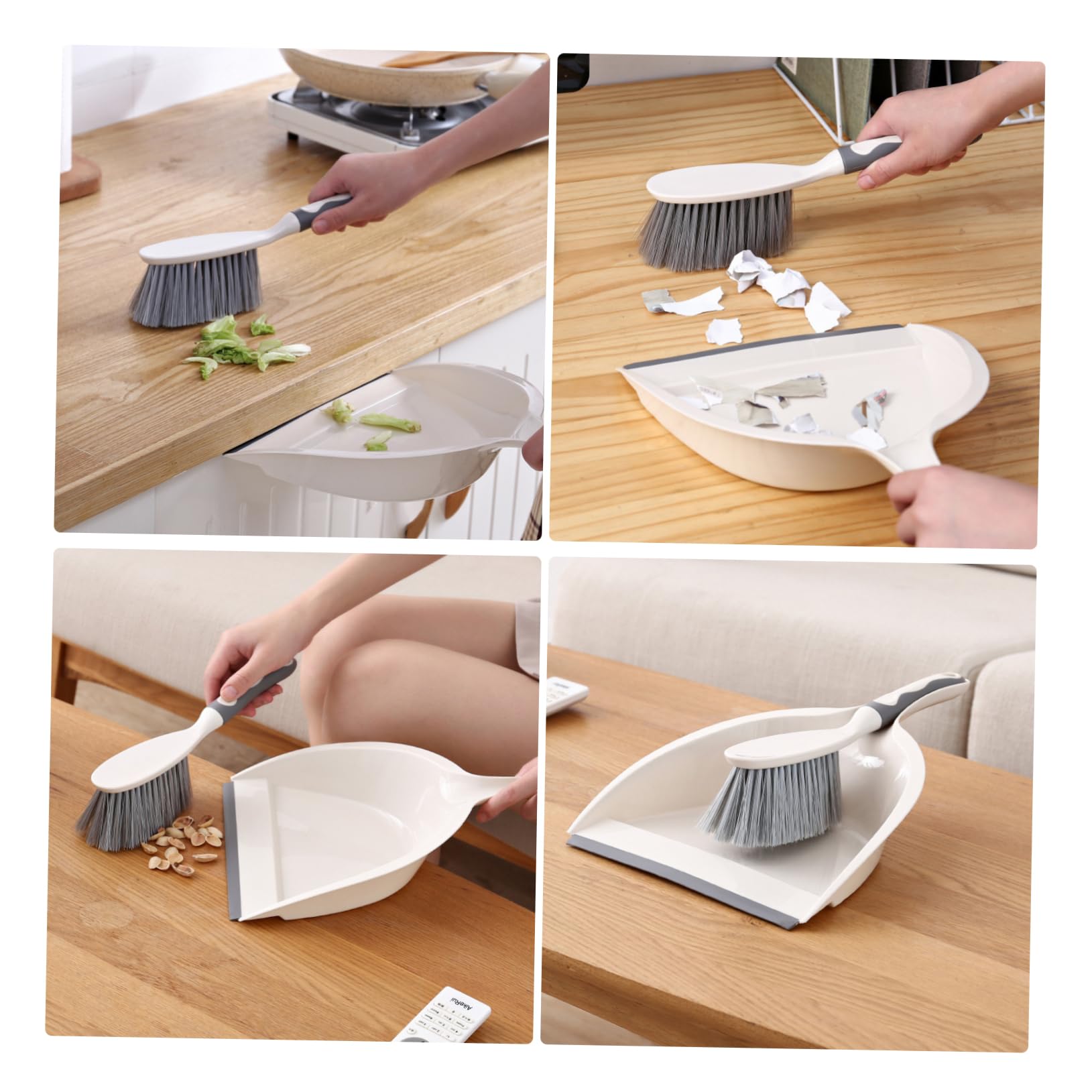 SKISUNO 1 Set Multifunctional Cleaning Brush Desktop Broom Living Room Mini Screen Cleaning Brush Cleaning Kit Mini Dustpan Desktop Cleaning Supplies Table Dustpan and Small Pans White