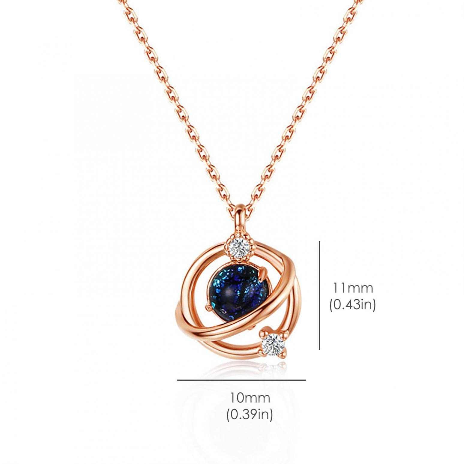 Luxurious Planet Collarbone Necklace Ladies Personalized Diamond Dark Moon Pendants Necklace Sparkly Pendant Jewelry, Silver